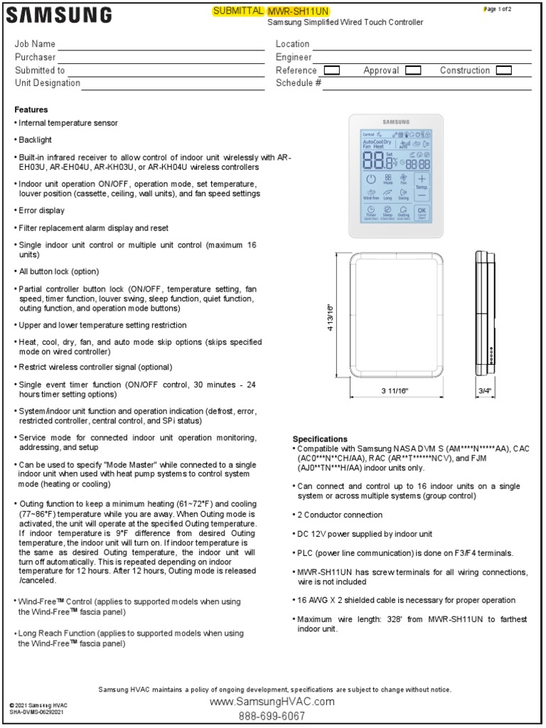 Samsung MWR-SH11N Controller Manual | PDF | Manufactured Goods ...
