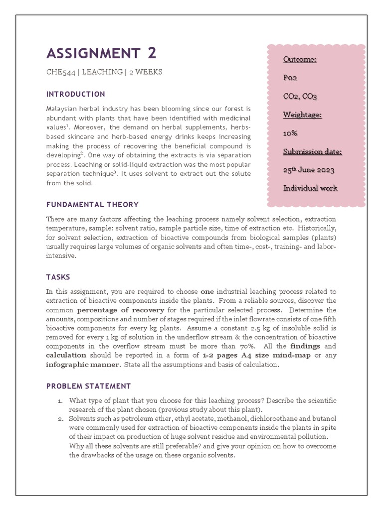 Assignment 2 Che544 20232 Pdf Solvent Solubility 