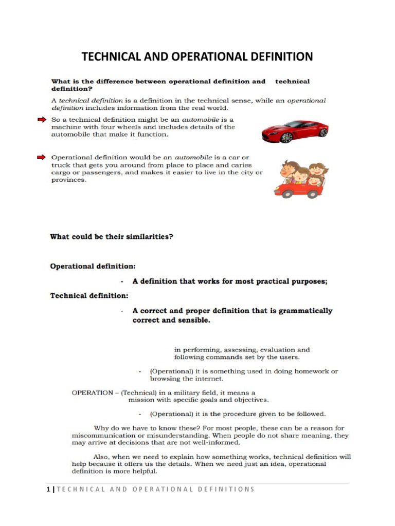 Technical vs. Operational Definitions | PDF | Technology & Engineering