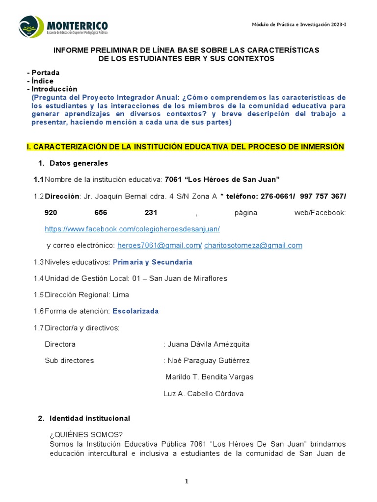 Estructura de Informe Preliminar de Línea Base.20.07.2021 | PDF ...