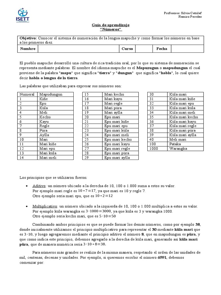 Números-mapudungun-1 (1) | PDF | Lingüística