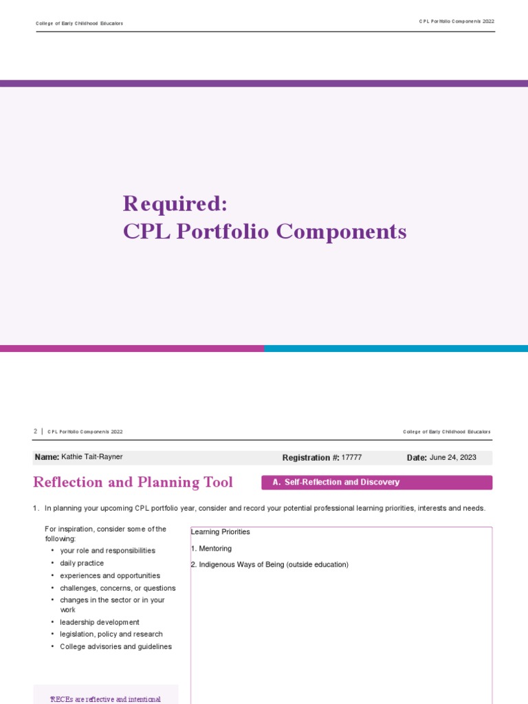 cpl portfolio components en | PDF | Mentorship | Learning