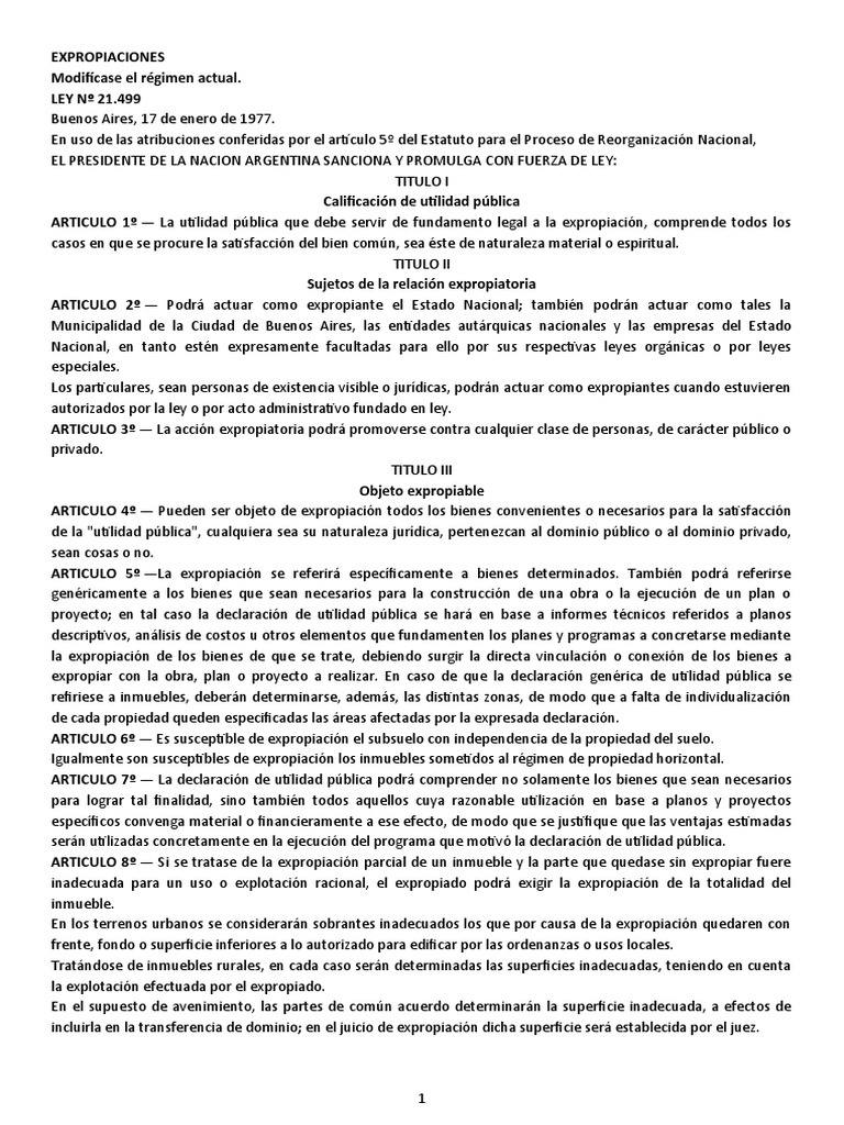 EXPROPIACIONES ley 21499 | PDF | Dominio eminente | Daños y perjuicios