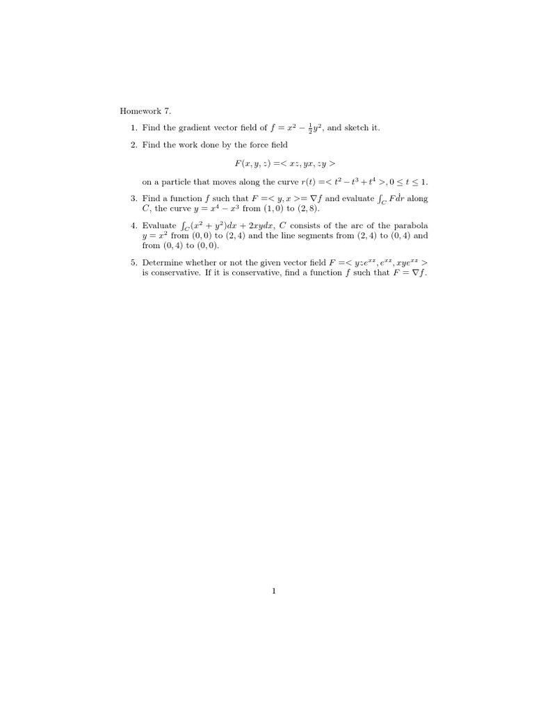 HW7 | PDF | Mathematical Analysis | Analytic Geometry
