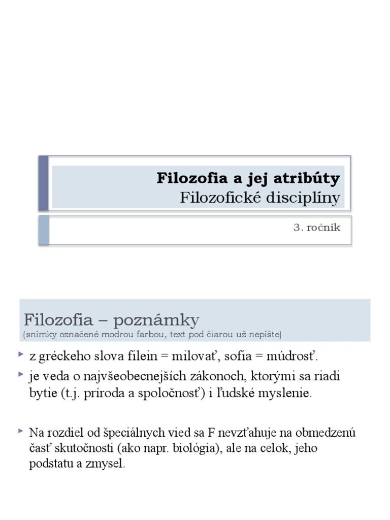 Filozofia A Jej Atribúty | PDF