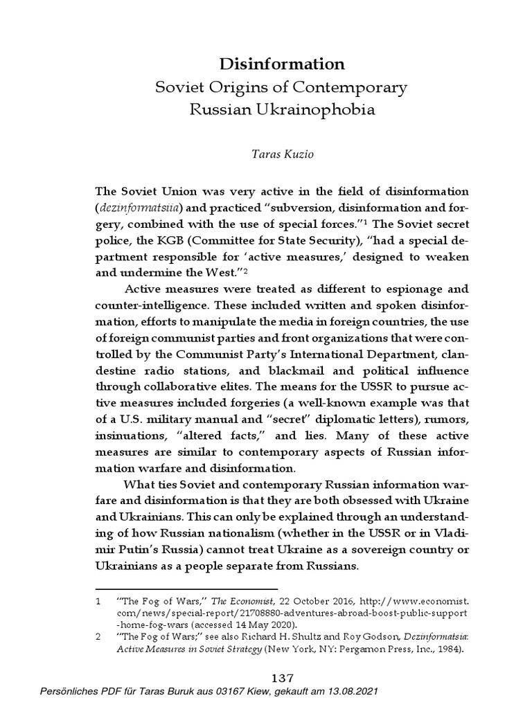 Kuzio_Disinformation_Soviet_Origins_of_Contemporary_Russian ...