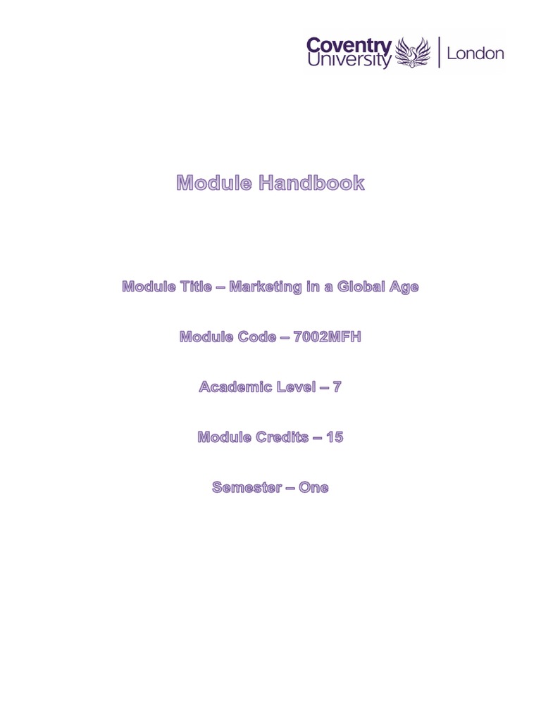 7002mfh Module Handbook | PDF | Marketing | Marketing Strategy