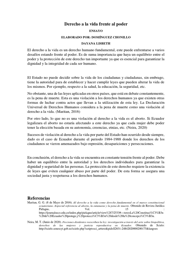 Derecho A La Vida Frente Al Poder | PDF | Derechos humanos | Violación