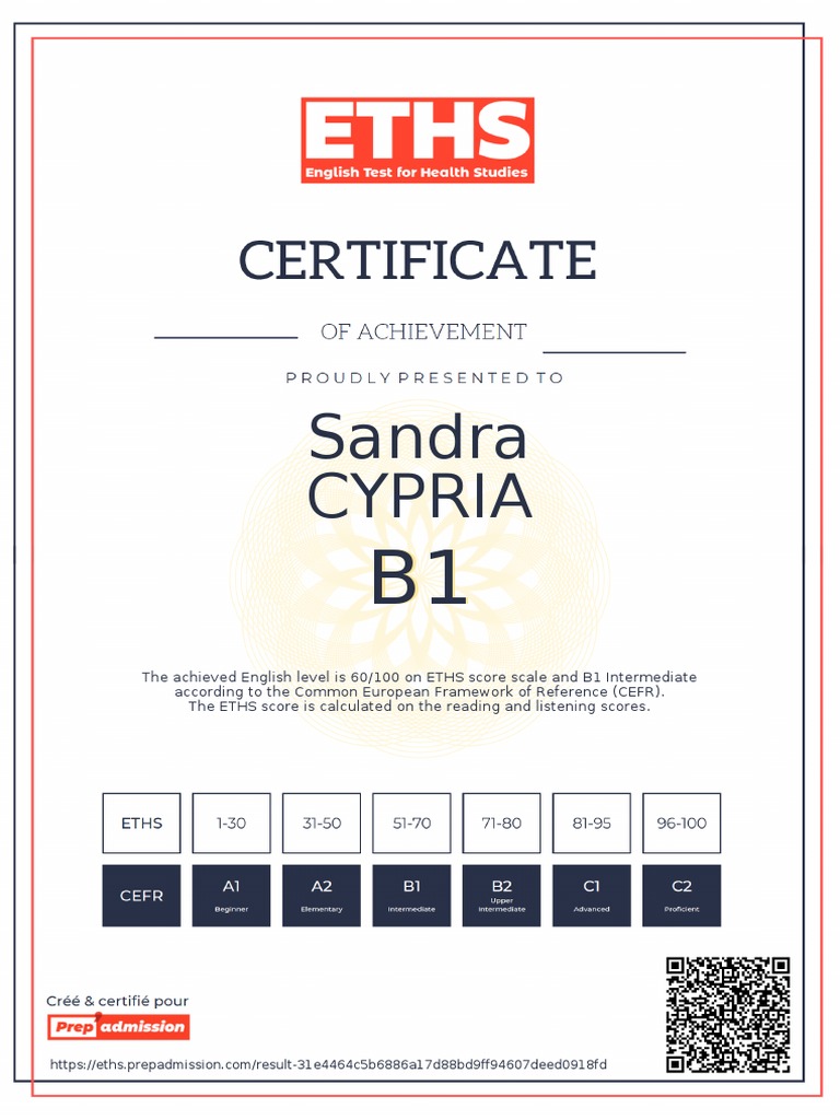 ETHS Certificate | PDF