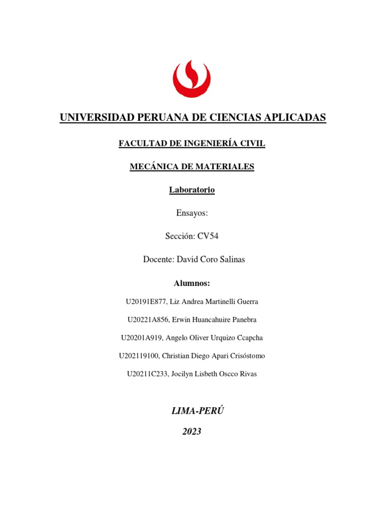 Informe Lab Materiales 1 | PDF | Deformación (ingeniería) | Resistencia de materiales