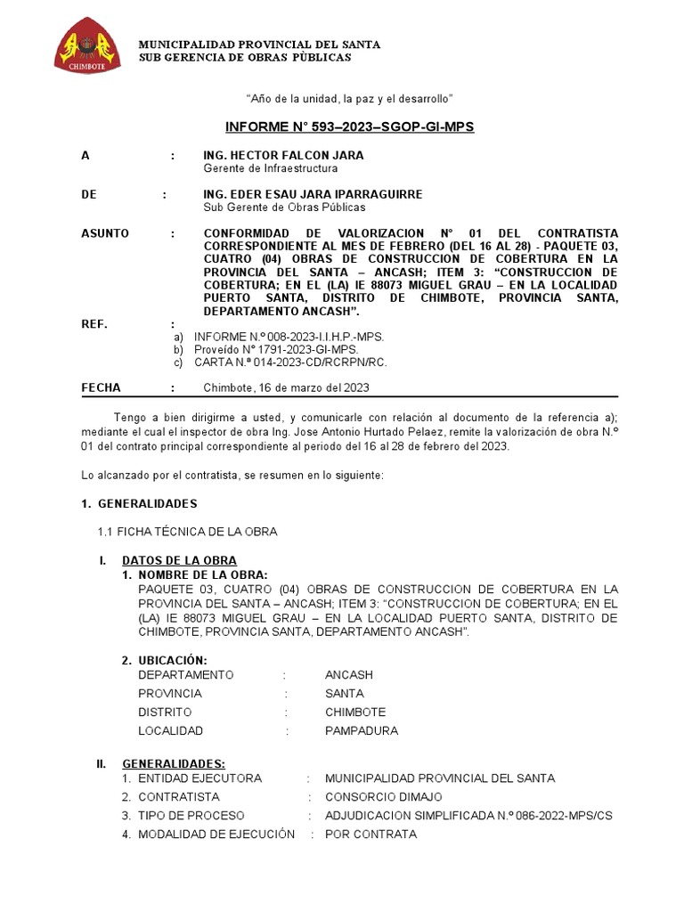 Informe #593-2022-Aprob Val 01 Miguel Grau | PDF