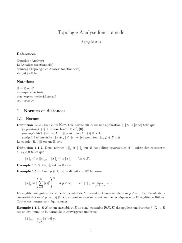 Cours Xavier Lamy | PDF | Compacité (mathématiques) | Limite ...