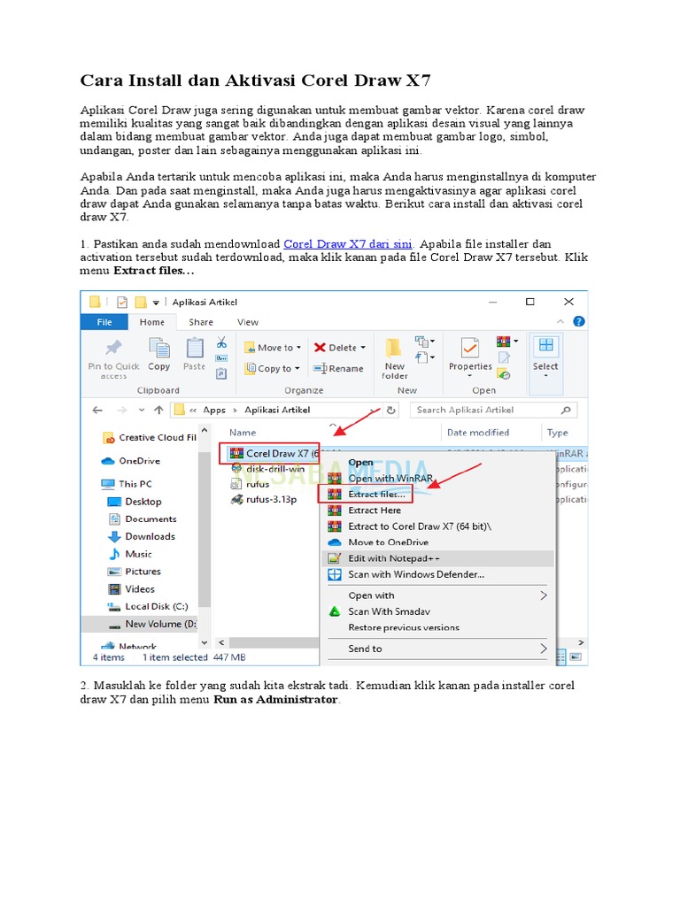Cara Install Dan Aktivasi Corel Draw X7 | PDF