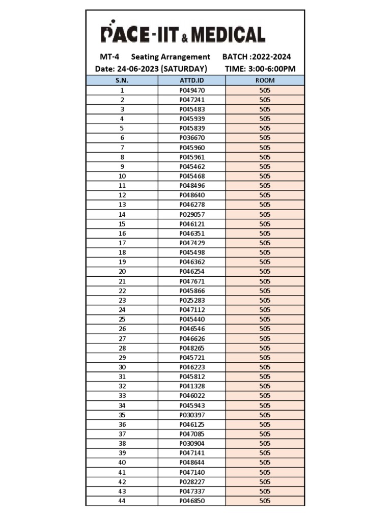 MT-4 Seating Arrangement (24!6!23) | PDF