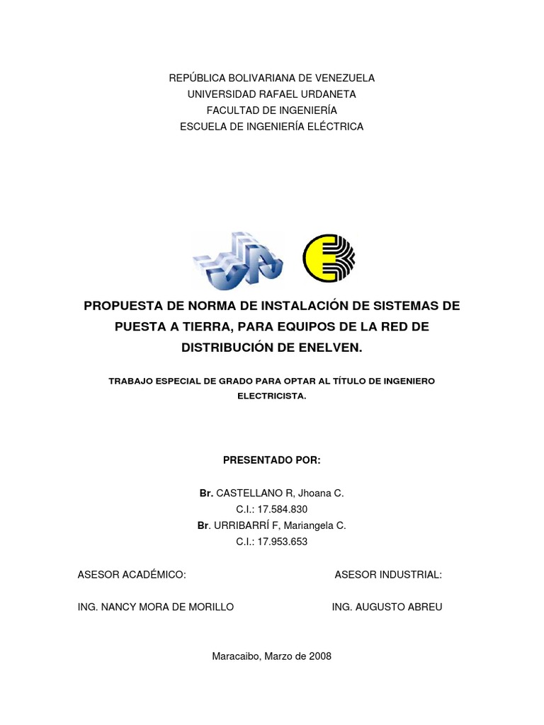 Norma de Instalación de Puesta a Tierra ENELVEN | PDF | Ingenieria ...