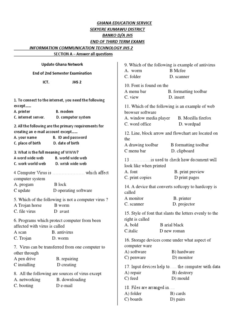 Update Ghana Ict Form 2 | Download Free PDF | Computer Virus | World ...