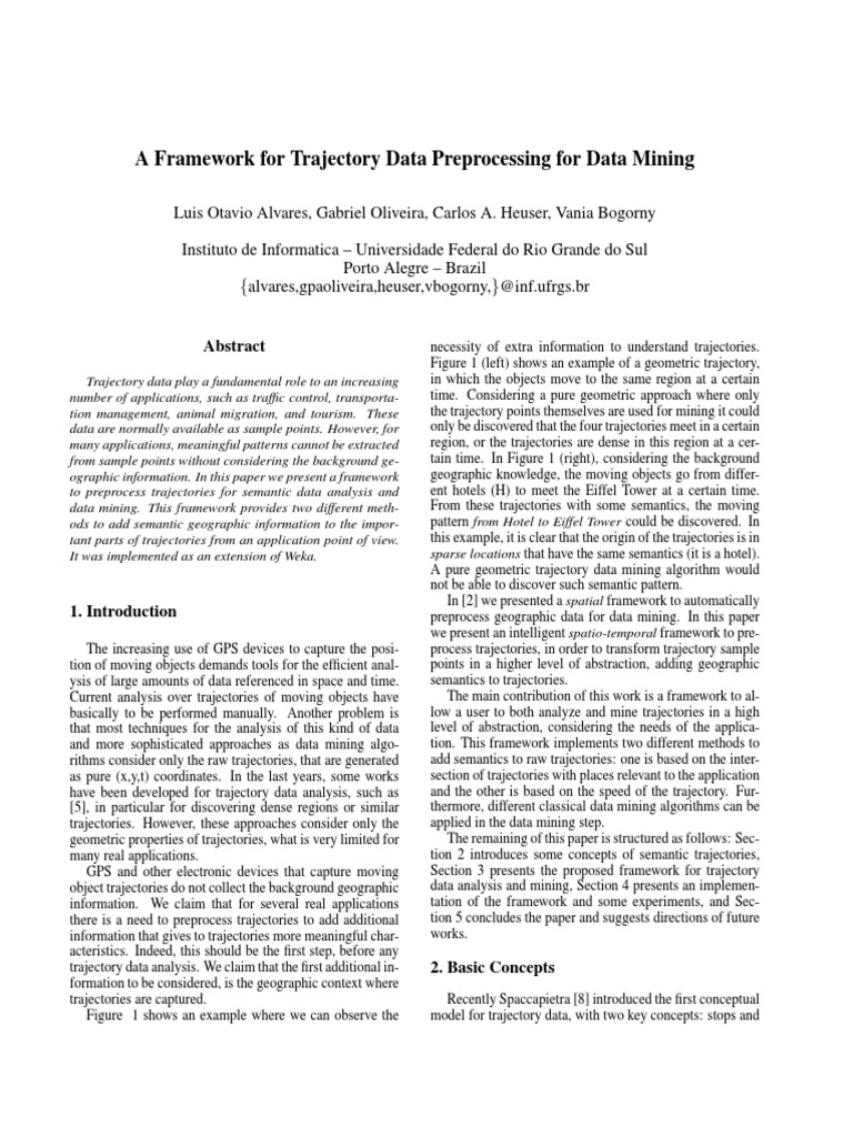 A Framework For Trajectory Data Preprocessing For Data Mining | PDF ...