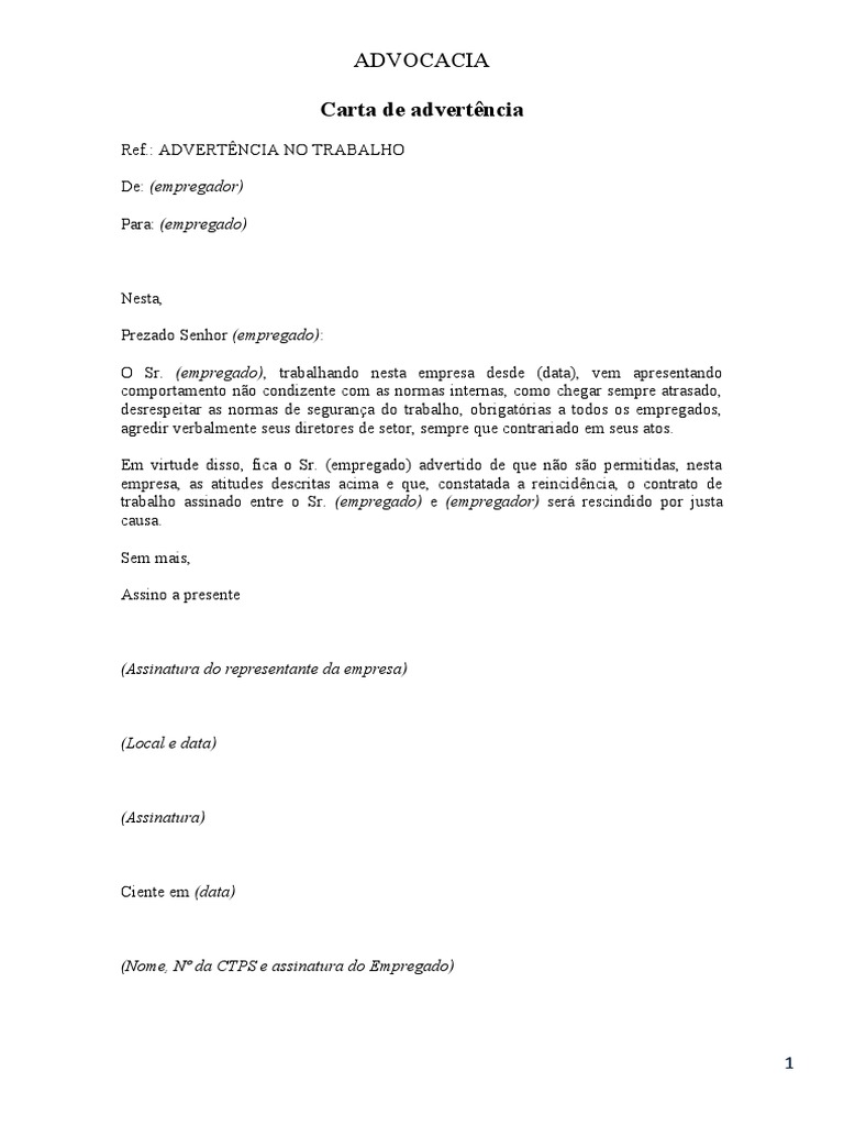 06 - Carta de advertência | PDF