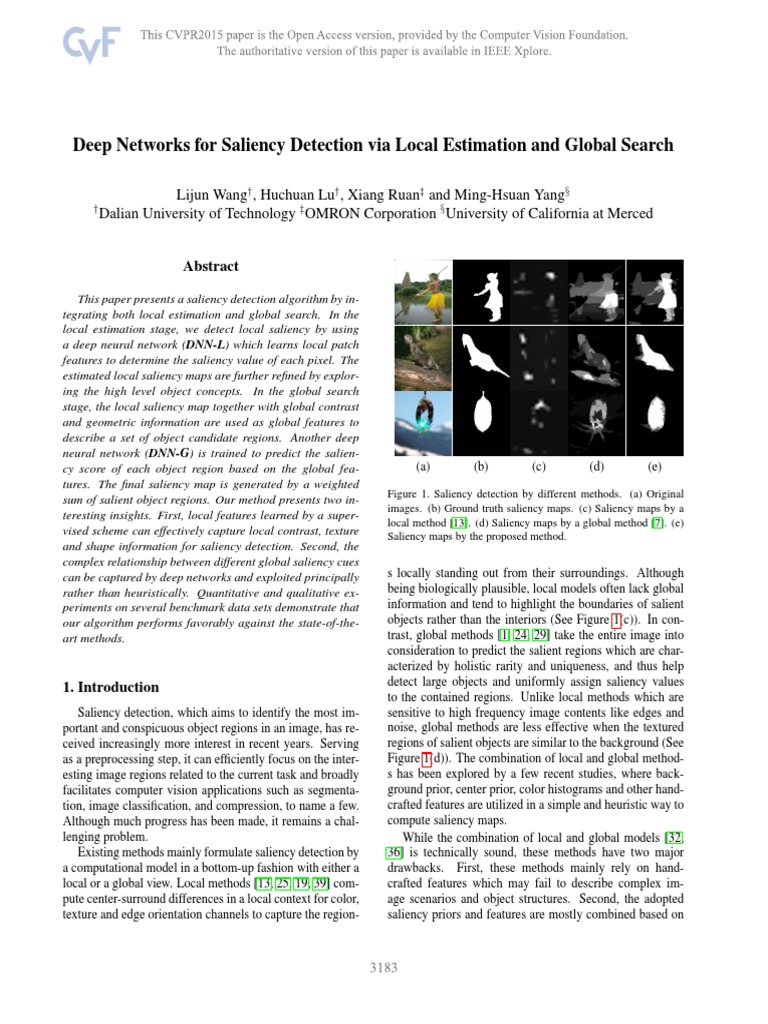 Deep Networks For Saliency Detection Via Local Estimation And Global