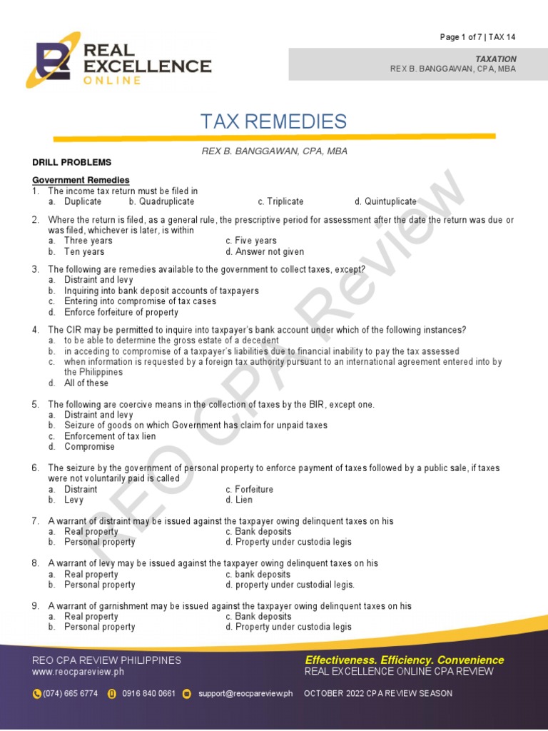 H14 - Tax Remedies | PDF | Taxes | Taxpayer