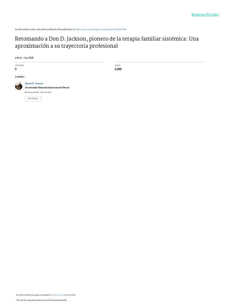 Retomando A (Don Jackson) | PDF | Psicoterapia | Psicoanálisis