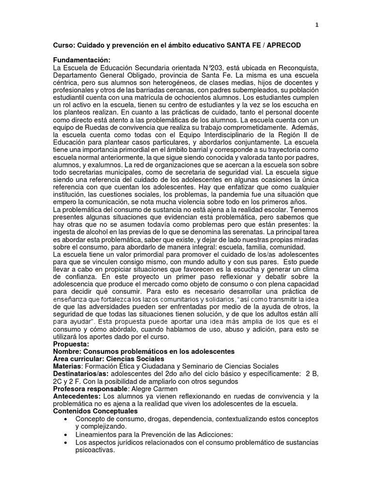 Planificación de Clases Sobre El Cuidado y La Salud | PDF | Estatuto ...