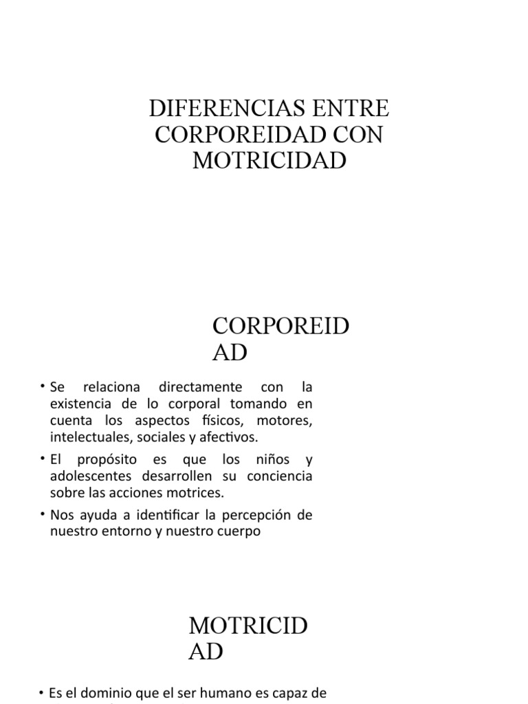 Diferencias entre Corporeidad y Motricidad | PDF | Ciencia y matemáticas