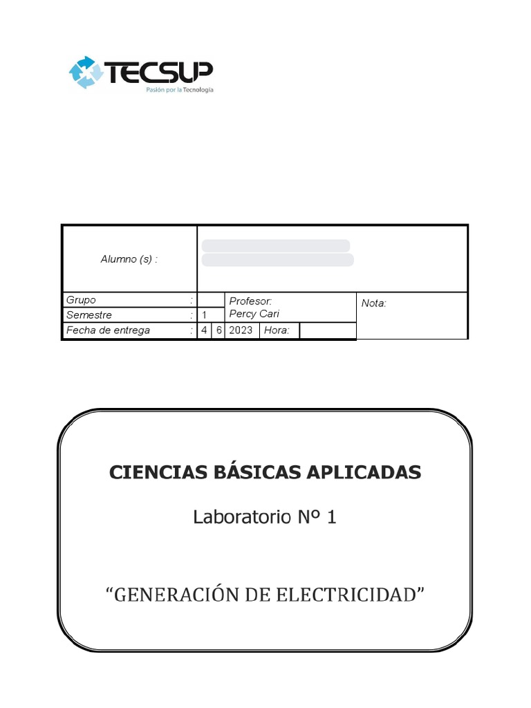 Lab01 - Generacion de Electricidad - 2017-1 v2023 | PDF | voltaje ...