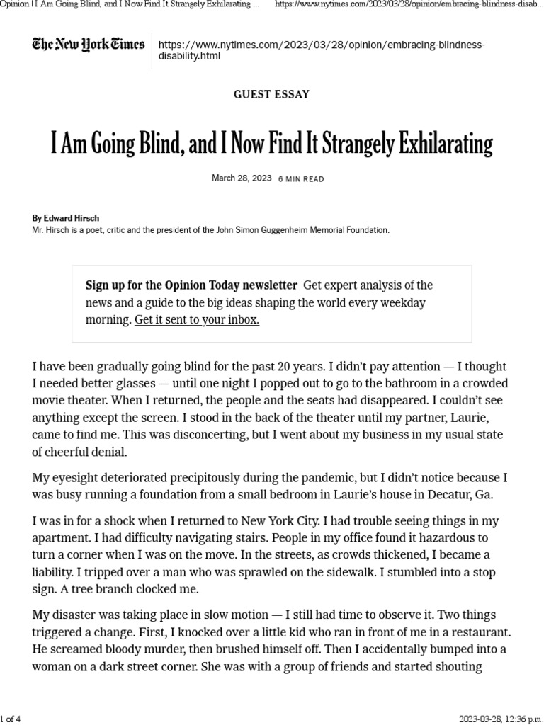 Opinion I Am Going Blind and I Now Find It Strangely Exhilarating The ...