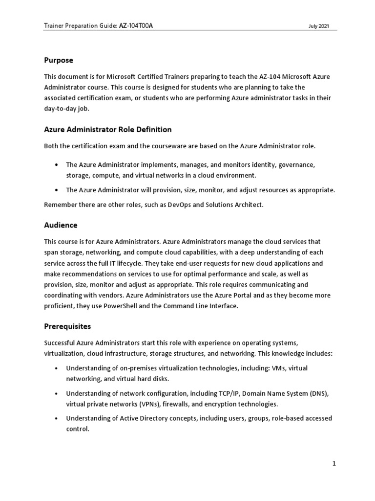 AZ 104T00A ENU TrainerPrepGuide | Download Free PDF | Microsoft Azure | Shell (Computing)