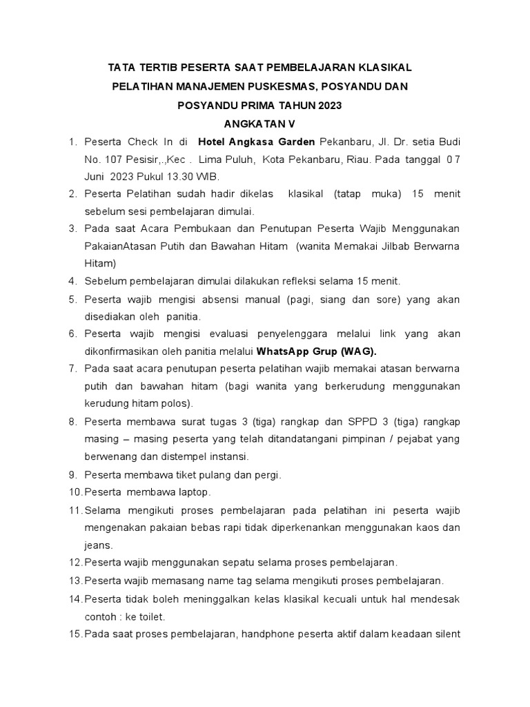 TATA TERTIB PESERTA | PDF