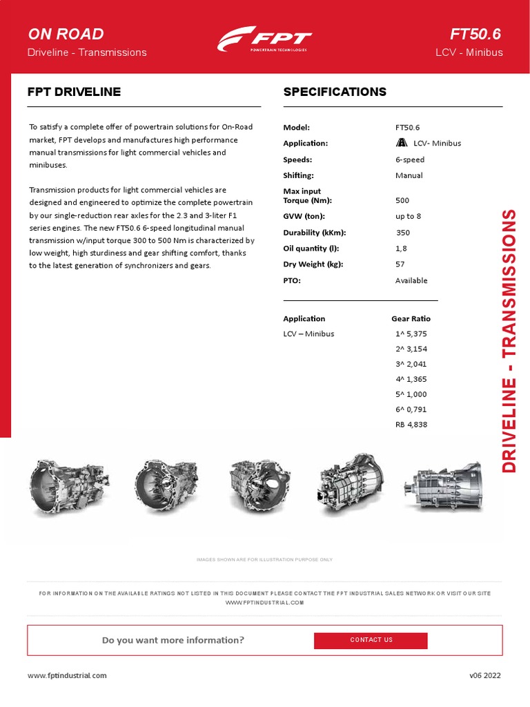 Driveline Transmission FT50.6 | PDF | Manual Transmission | Vehicles