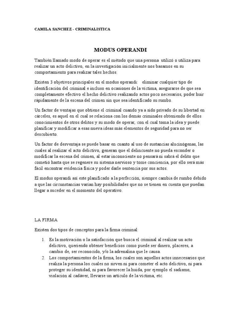 Modus Operandi | PDF