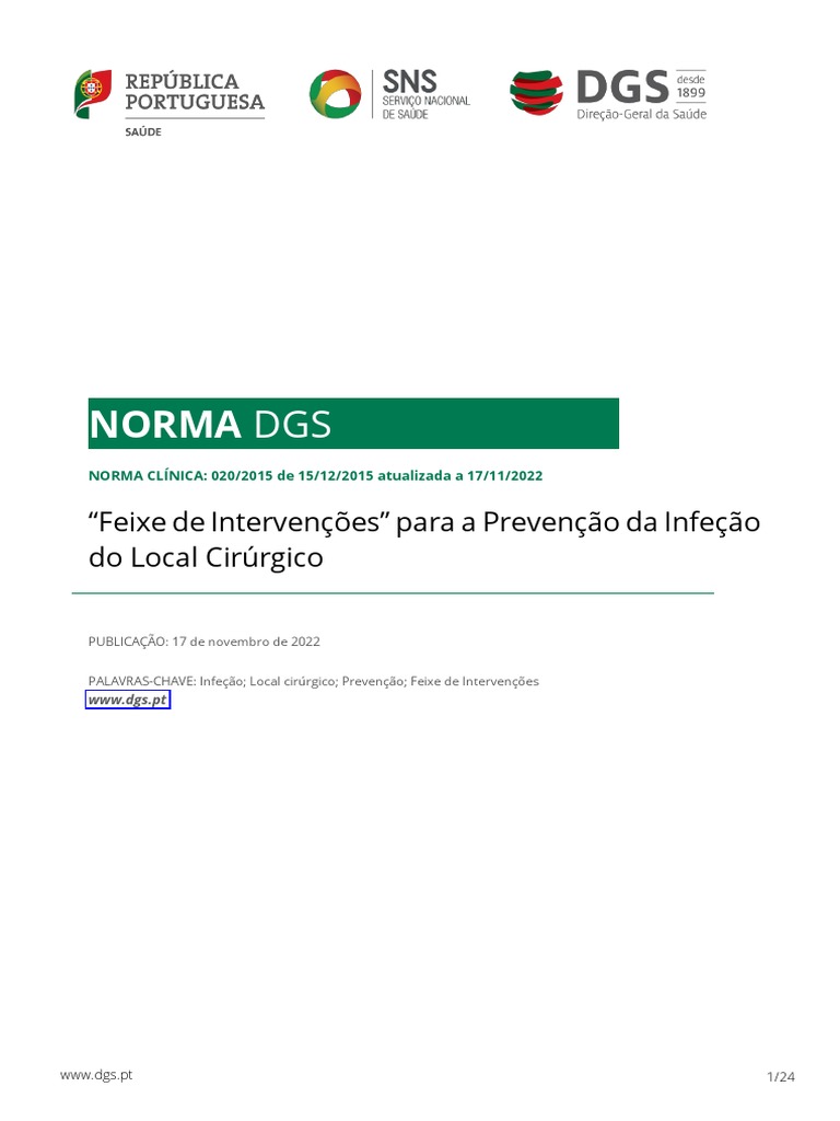Norma DGS 020-2015 - Atualizada A 17 - 11 - 2022 | PDF | Tempo ...