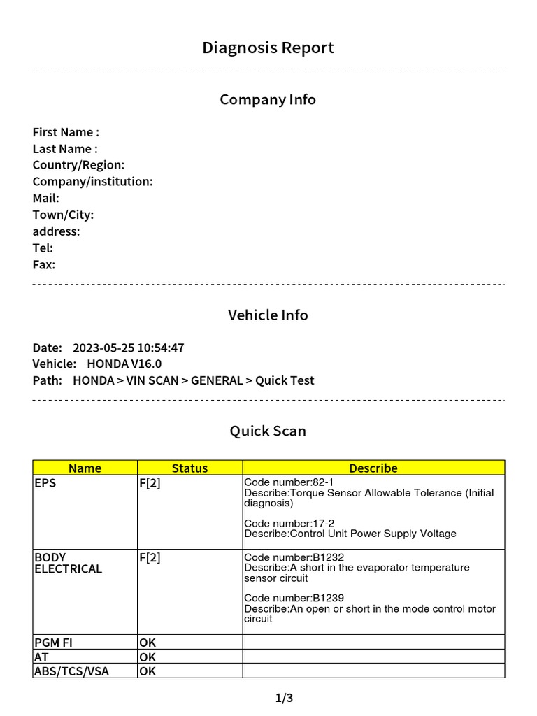 Honda V16 Diagnosis: DTC B1239 Analysis | PDF