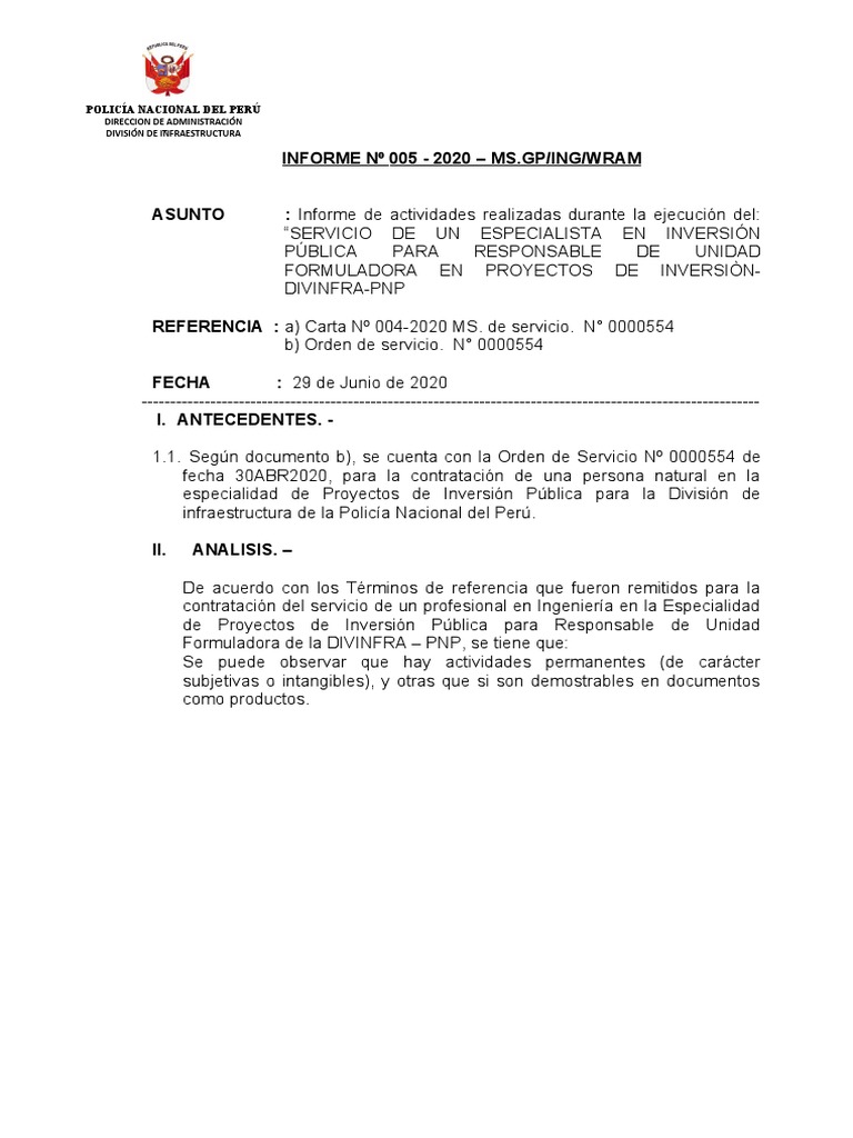 Inf 005 Mes Junio | PDF | Perú | Economias