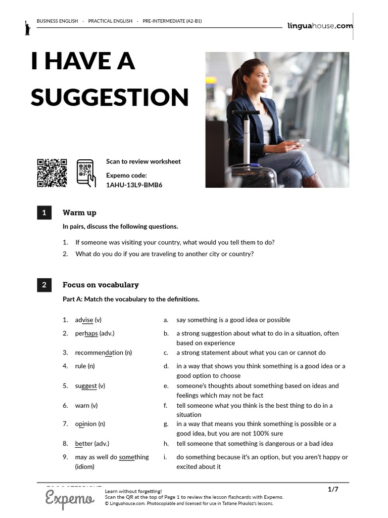 I Have A Suggestion American English Teacher | PDF | Vocabulary | Flashcard