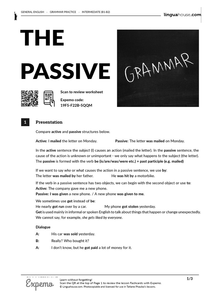 Intermediate Passive Voice Guide | PDF | English Language | Subject ...