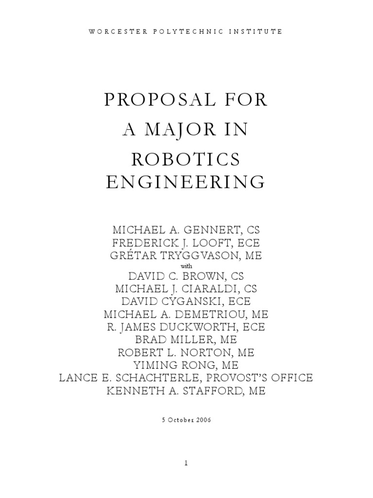 Robotics Engineering Major Proposal | PDF | Robotics | Engineering