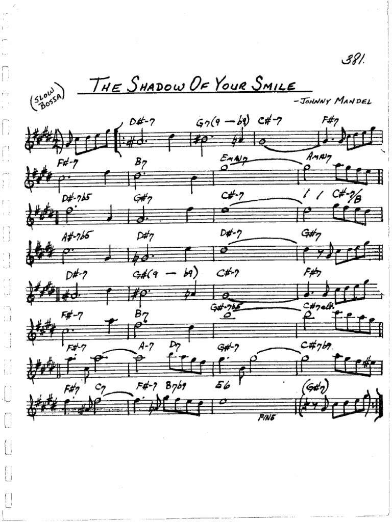 The Shadow Of Your Smile - G (Alto Sax) | PDF
