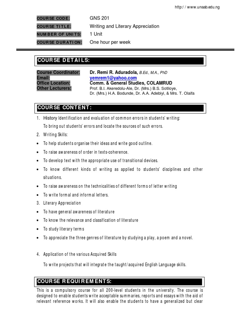 GNS 201 | PDF | Poetry | Narration