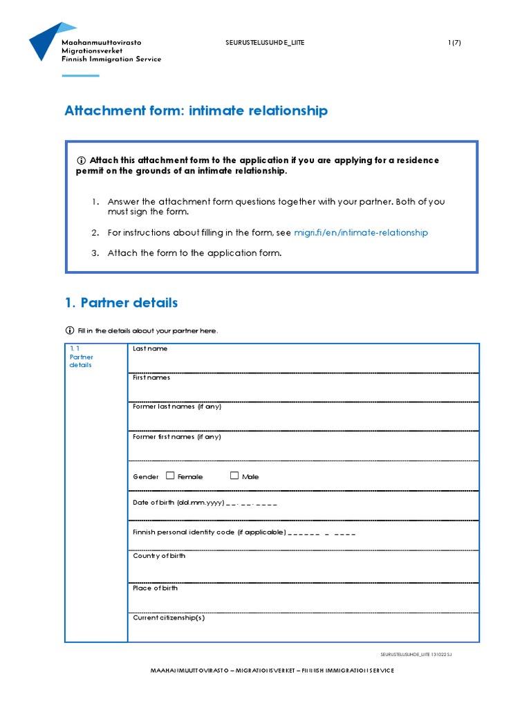 Intimate Relationship Visa Application Form | PDF | Marriage | Divorce