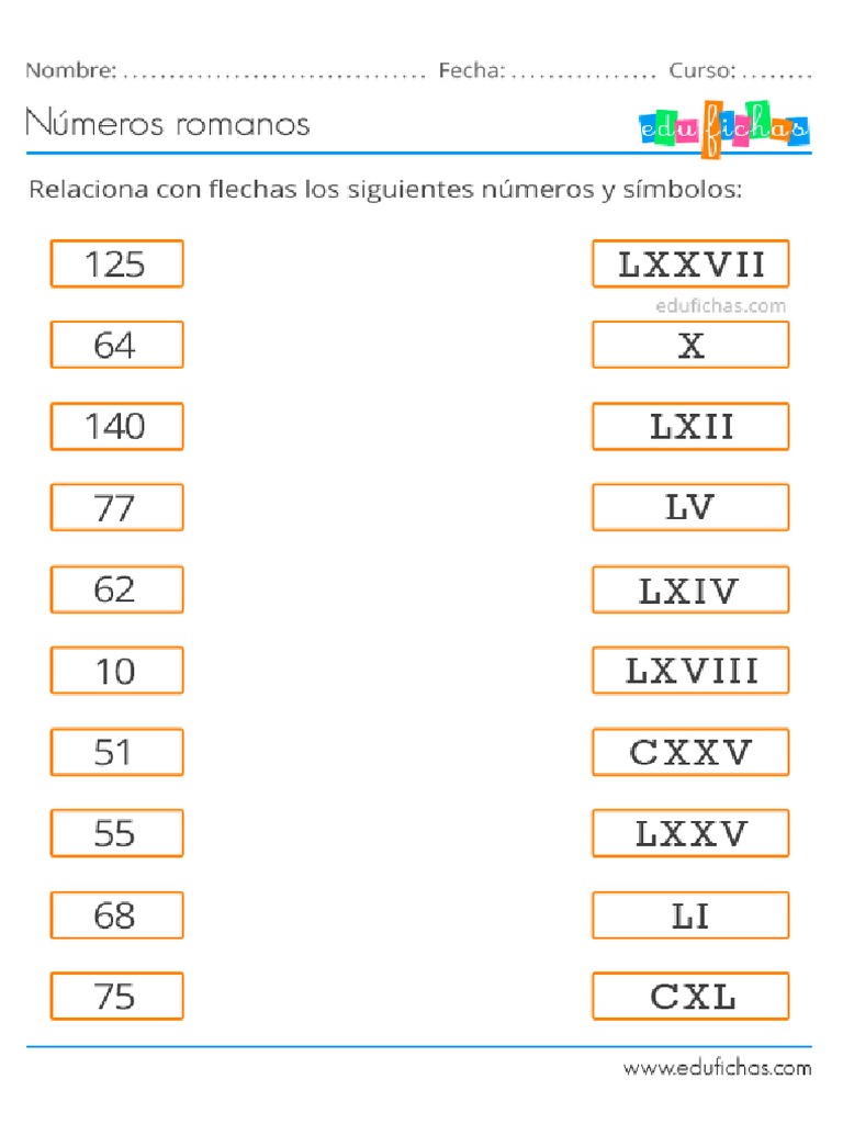 Números Romanos Actividades | PDF