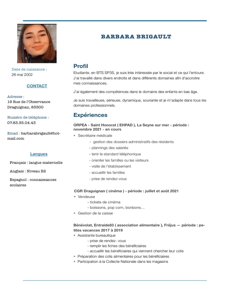 Profil d'étudiante en BTS SP3S dynamique | PDF