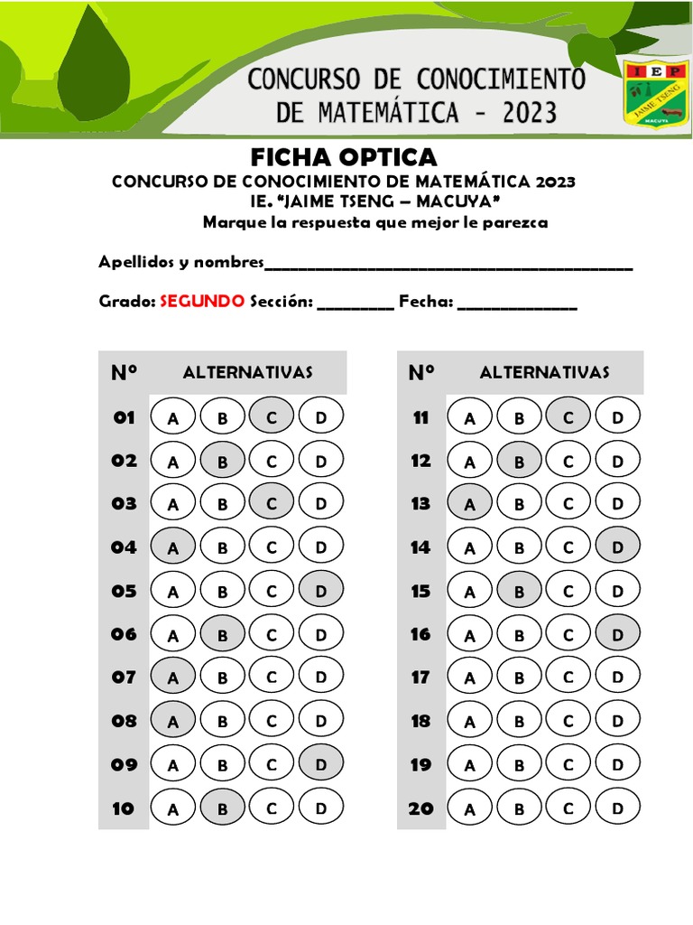 Ficha Optica 2° | PDF