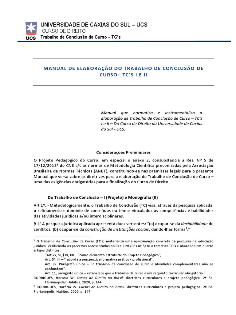 Manual Do TCC I e II - Orientações Gerais Sobre A Elaboração Do TCC ...