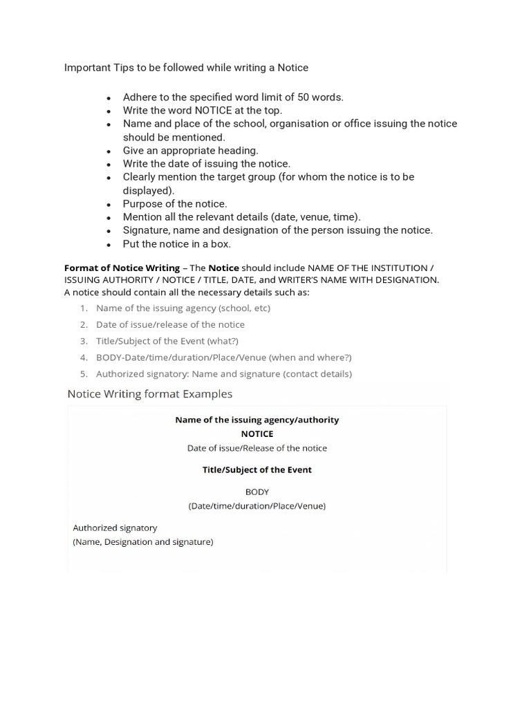 Notice Writing | PDF
