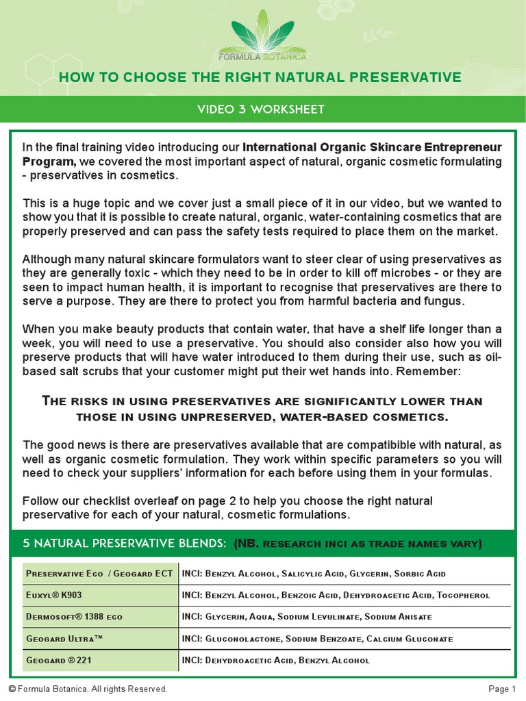 Preservatives Information | PDF | Cosmetics | Pharmaceutical Formulation