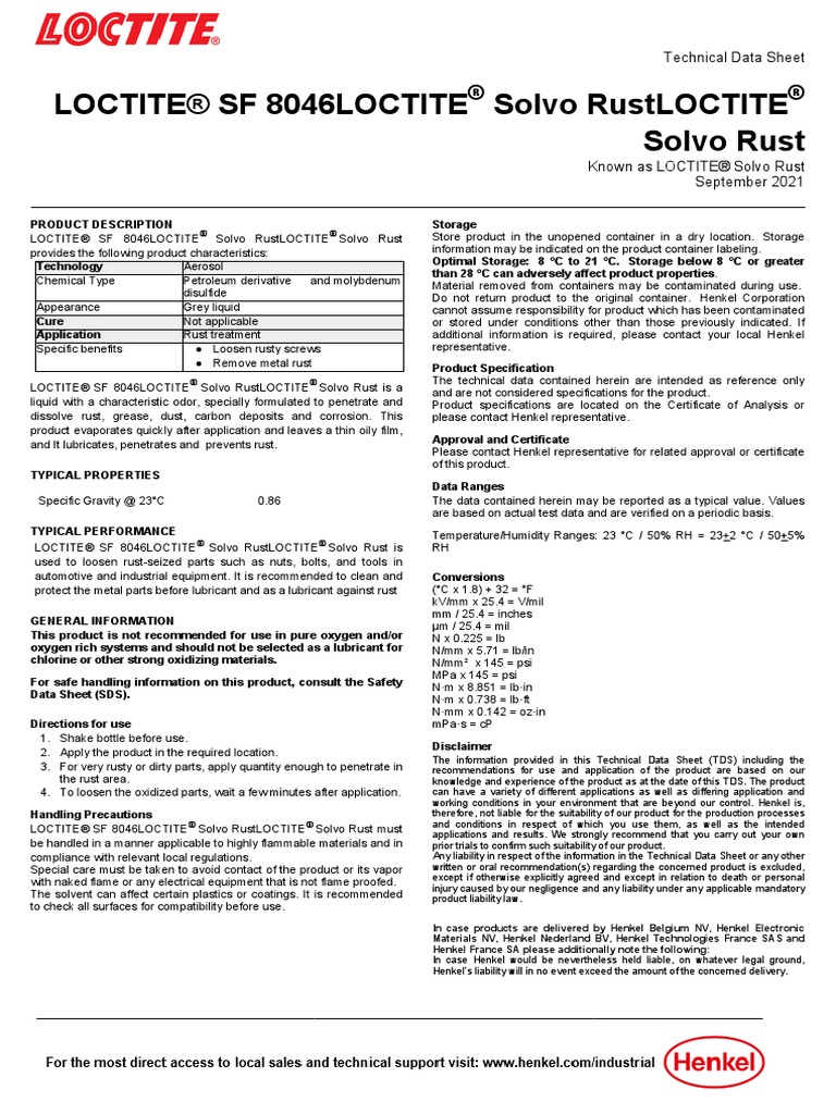 Loctite SF 8046 en Us | PDF | Product Liability | Rust