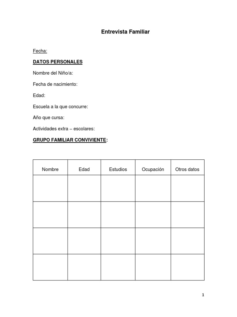 Entrevista Familiar Prac.3 | PDF | Parto | Destete
